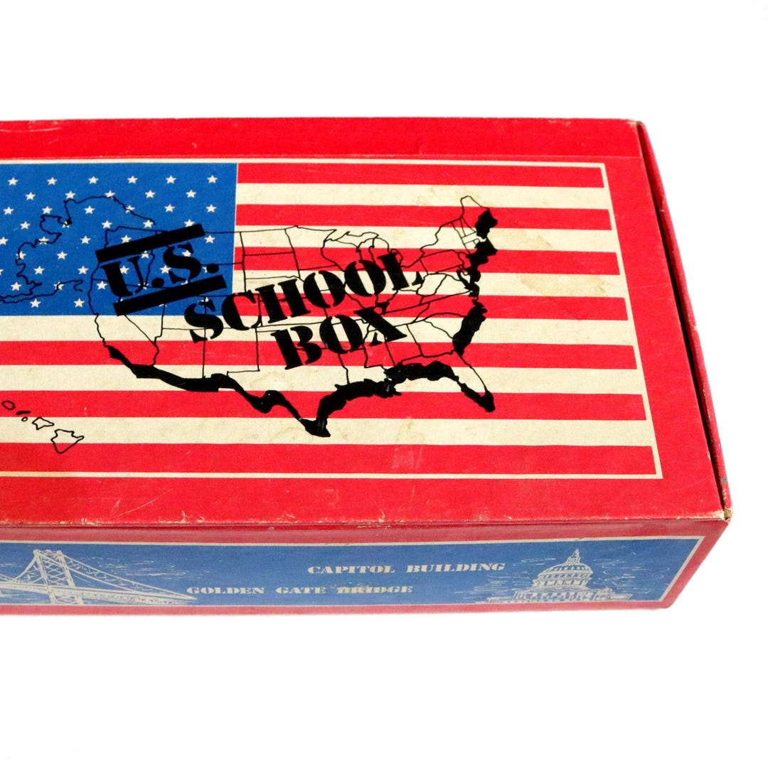 Vintage Patriotic School Supply Box. Patriotic Ephemera. Red White Blue ...