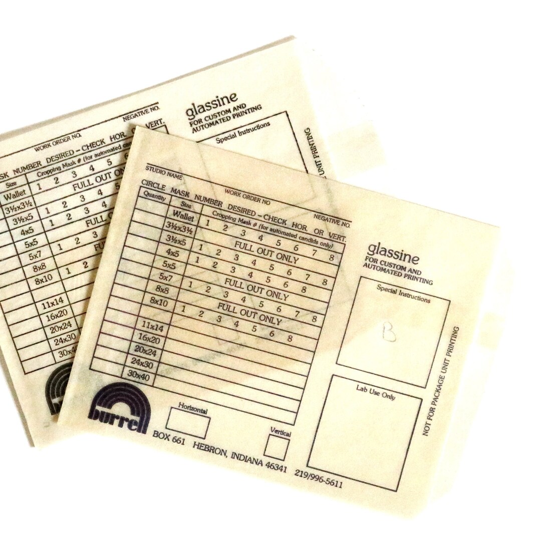 Vintage Film Negative Envelopes. Glassine Envelopes. Journal Envelopes ...