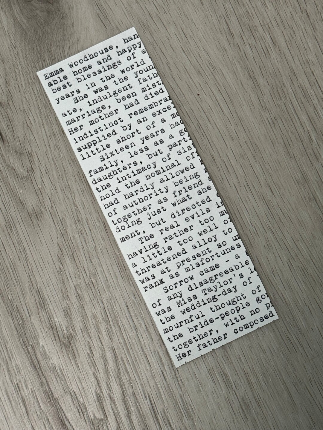 Emma Bookmark Typed on Typewriter Jane Austen - Etsy