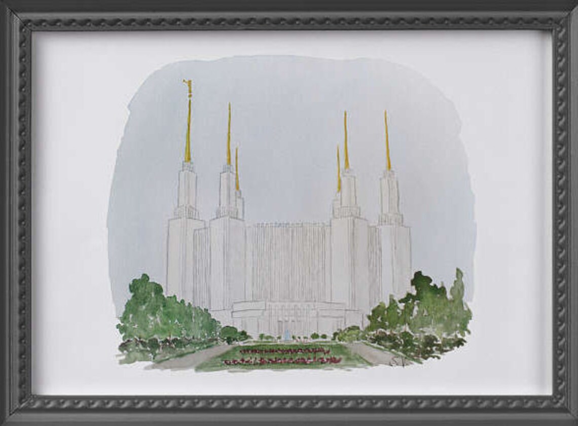 Washington DC LDS Temple Watercolor Print - Etsy