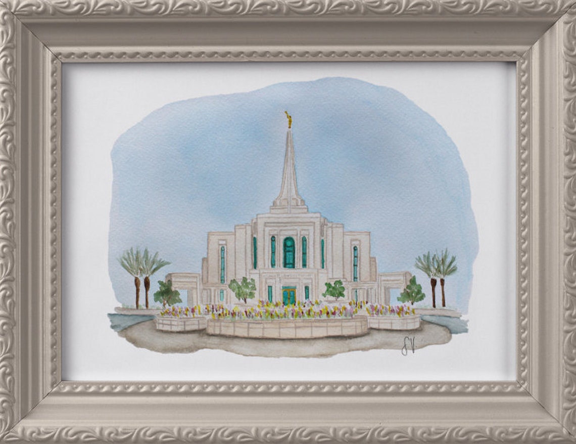 Gilbert LDS Temple Watercolor Print - Etsy