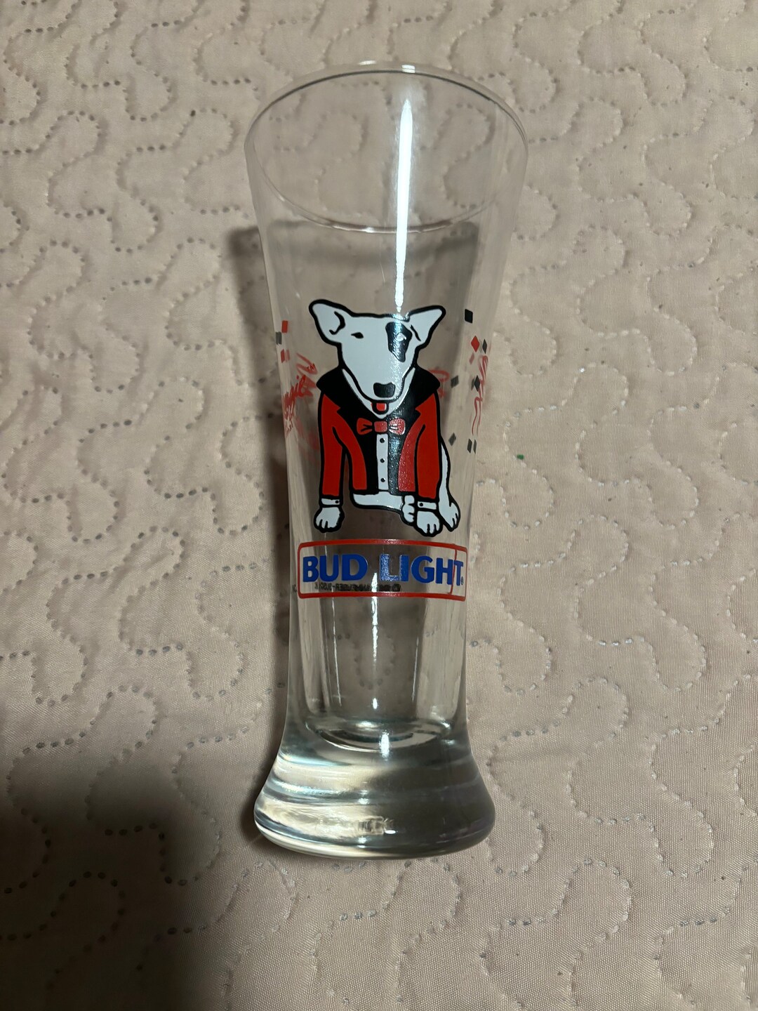 Bud Light Spuds Mackenzie New Years Party Dog Pilsner Beer Glass 1987 ...