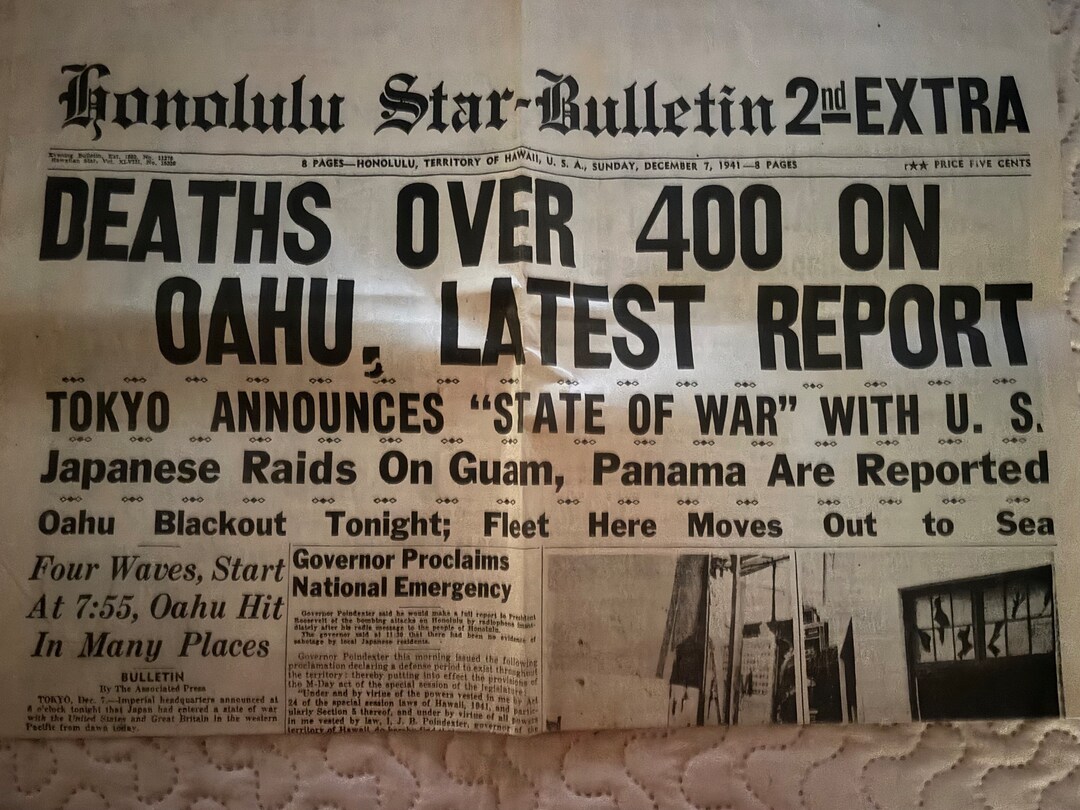 OBO Dec 7 1941 Honolulu Newspaper Pearl Harbor Commemorative Paper 1971 ...
