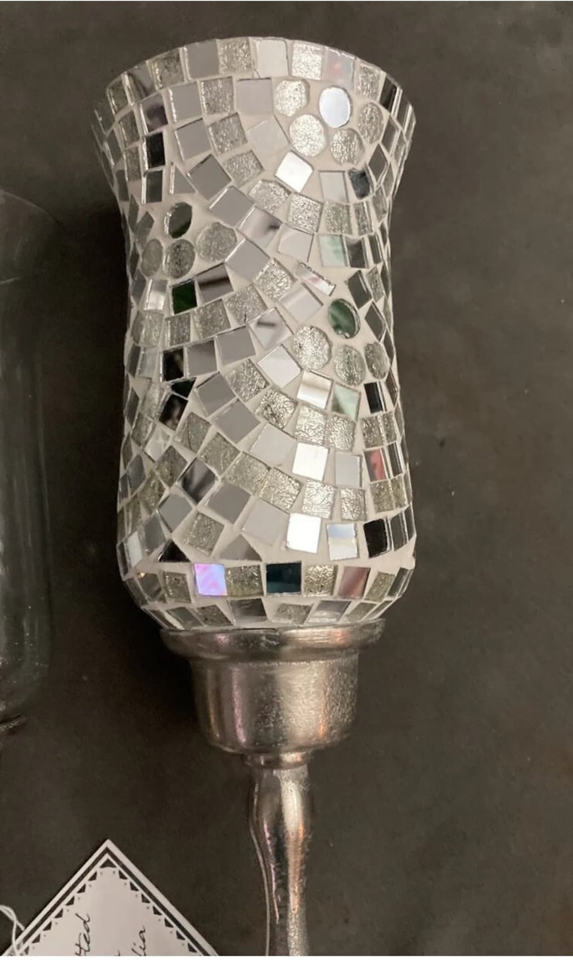 Mirrored Mosaic Candle Holder Glass Candle Holder Silver India Trinidad ...