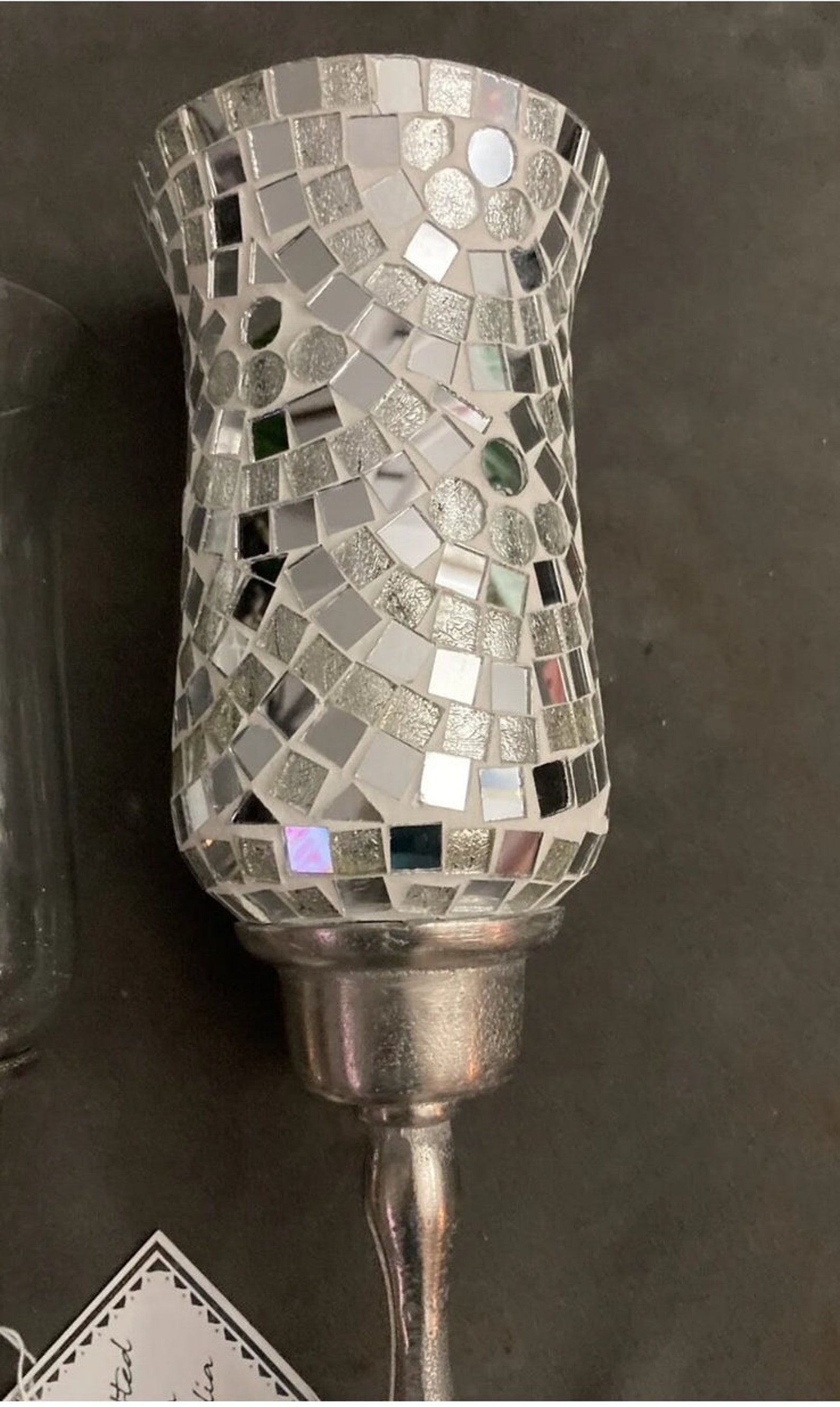 Mirrored Mosaic Candle Holder Glass Candle Holder Silver India Trinidad ...