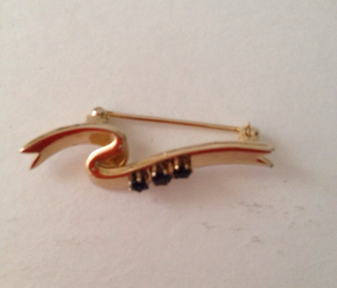 Pin Avon Vintage Brooch Gold Tone Rhinestone Signed Goldtone - Etsy