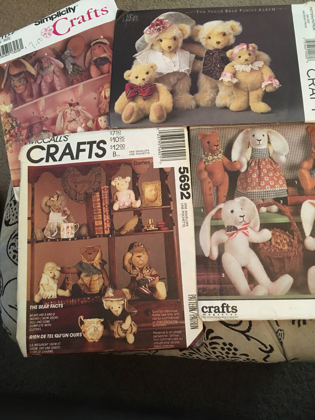 4 Patterns Two Bears Two Rabbits Mccalls Simplicity Vogue Sew Create ...