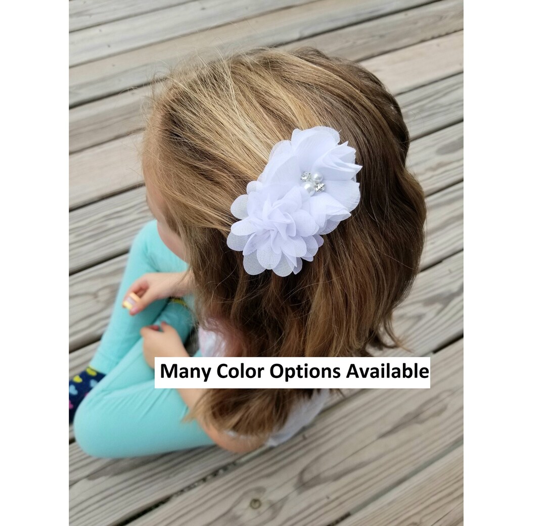 Girls Flower Hair Clips, Flower Girl Hair, Baby Girl Gift, Toddler Hair ...