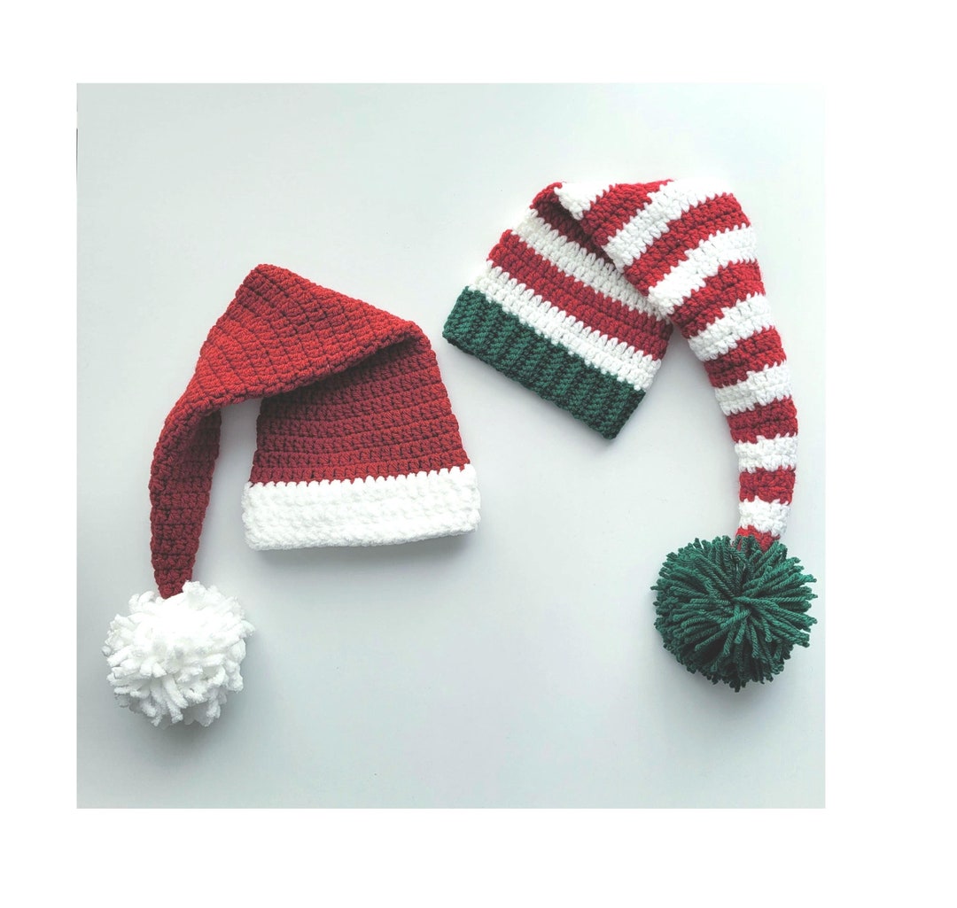 Santa and Elf Hat Crochet Pattern, Simple Pattern for Preemie to Adult ...
