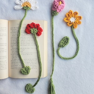 4 Flower Bookmark Patterns, Easy Crochet Patterns, Lily Sun Flower ...