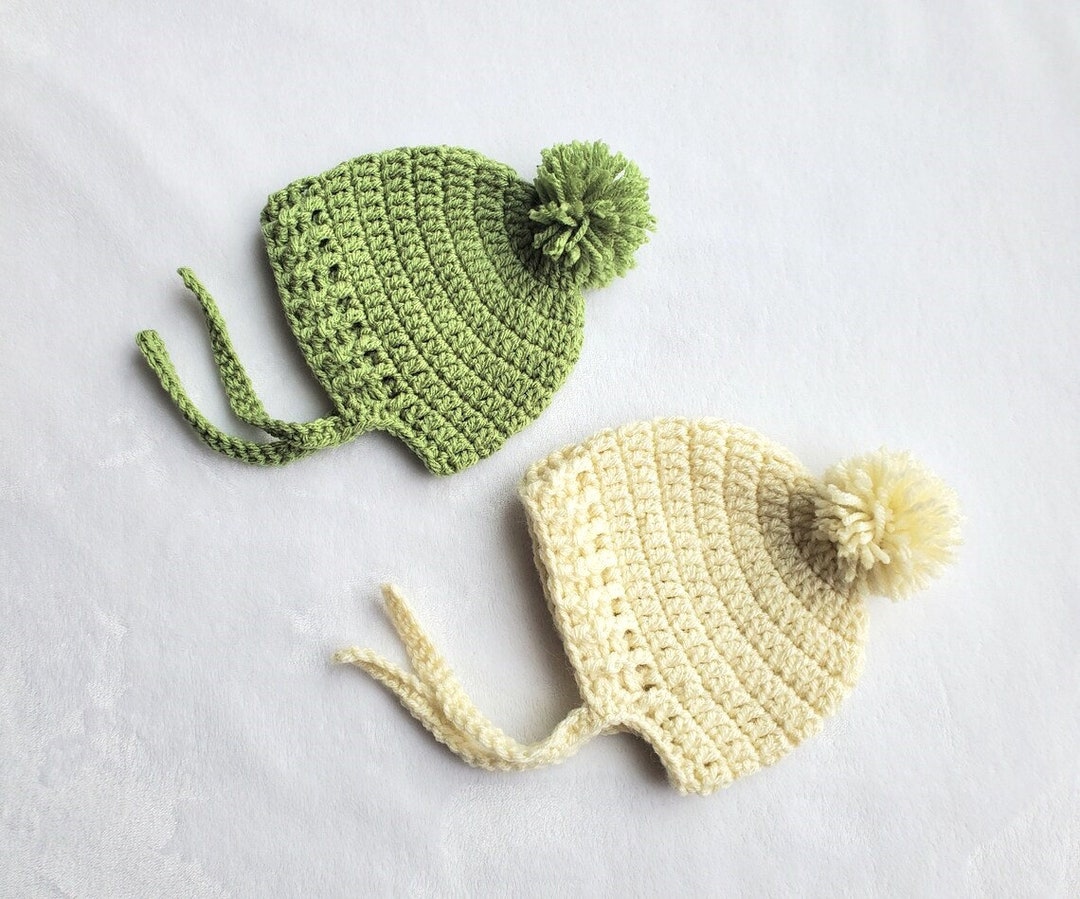 Crochet Pattern, Bonnet Style Hat, 7 Sizes Preemie to Child, Kid Size ...