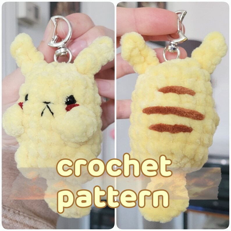 Chubby Pikachu Keychain DIGITAL Crochet PATTERN - Etsy