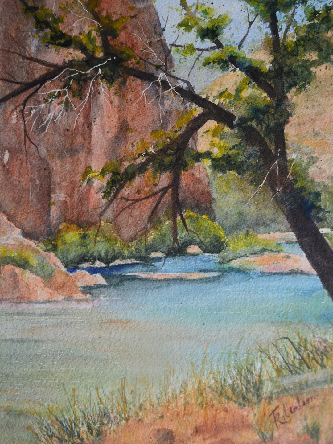 Watercolor River Painting, Echo Park, Colorado Art, Terri Rpbertson ...