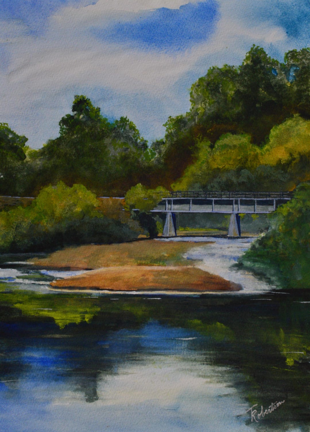 Yampa River Watercolor Painting: Railroad Bridge, Colorado Art, Terri ...