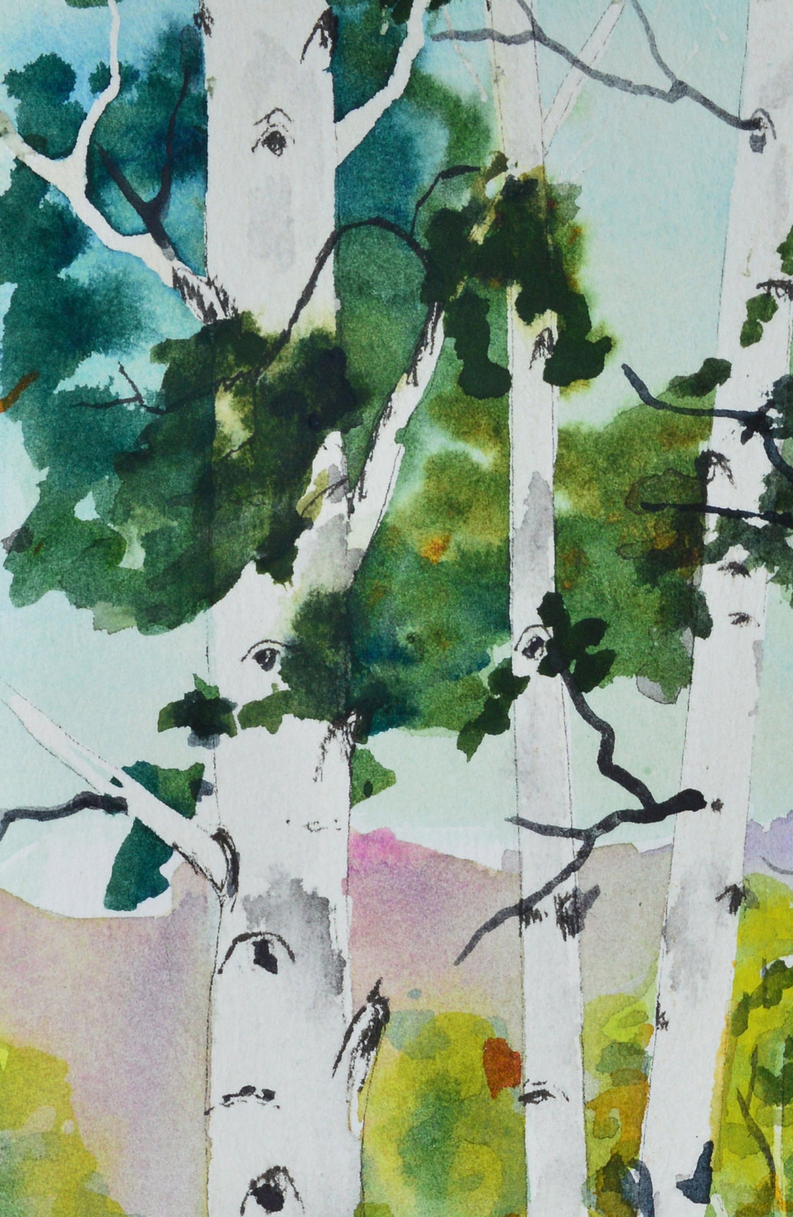 Small Watercolor Painting Original Aspen Trees Fine Art - Etsy