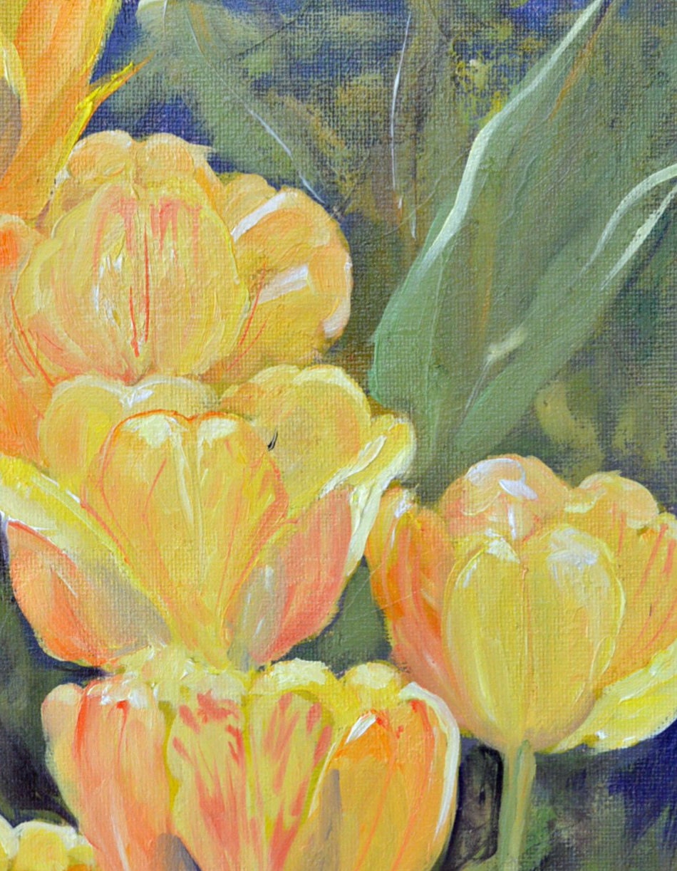 Spring Flower Art Oil Painting Original Floral Yellow | Etsy