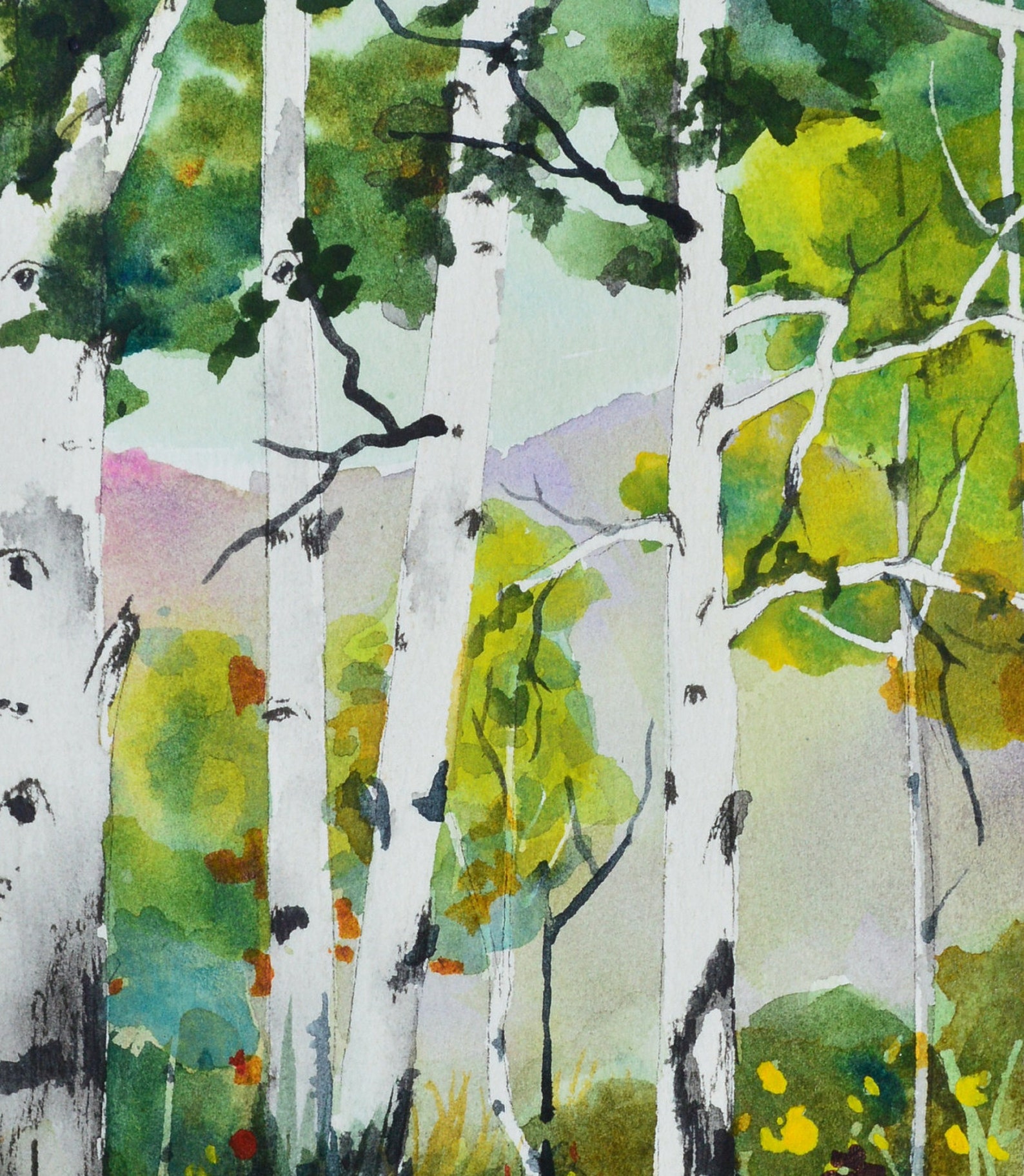Small Watercolor Painting Original Aspen Trees Fine Art - Etsy