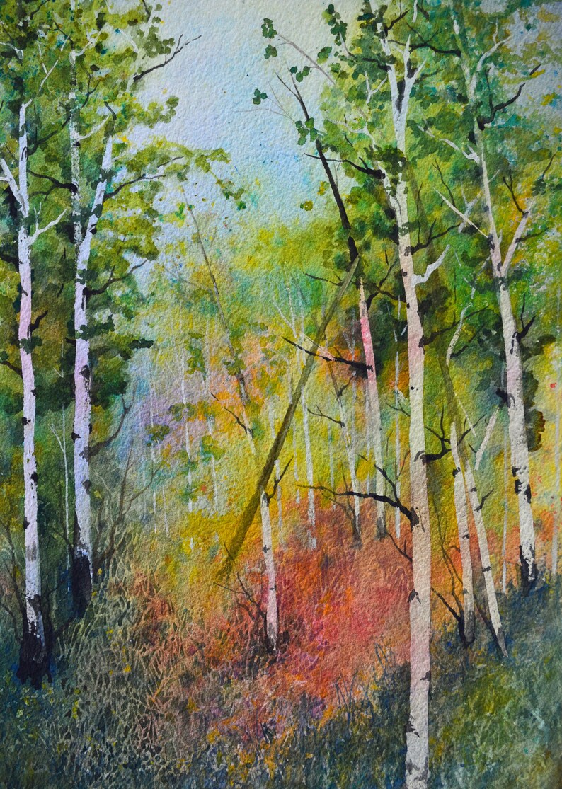 Aspen Watercolor Painting Original Aspen Trees Fine Art - Etsy