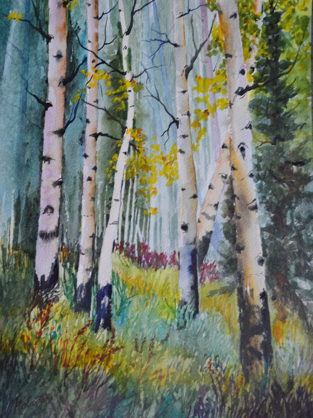 Colorado Autumn Aspen Trees, Watercolor Painting Original, Fine Art ...