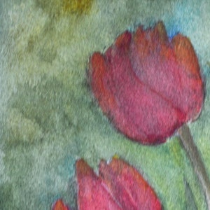 Spring Flower Watercolor Painting Original, Floral Art, Red Orange ...