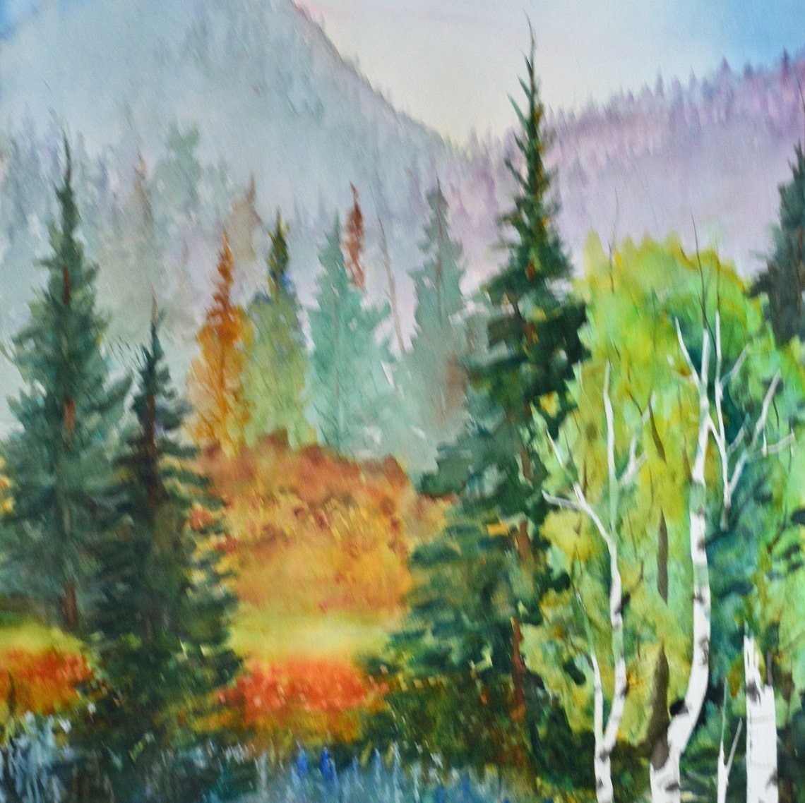 Watercolor Painting Original Colorado Mountains Aspen Trees | Etsy