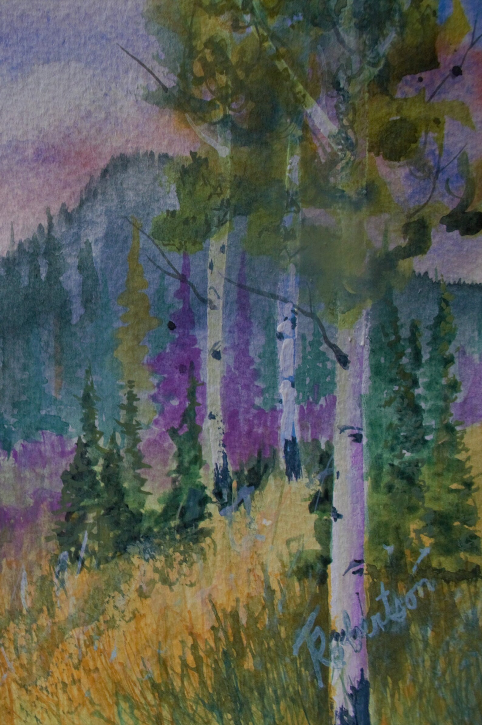 Serenity, Original Watercolor Painting Aspen Trees, Terri Robertson ...