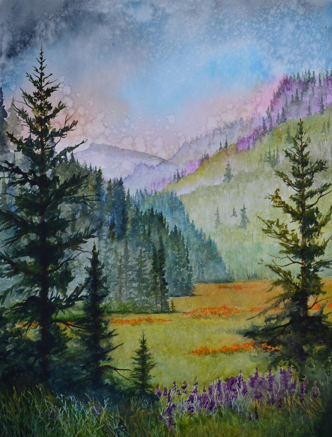 Colorado Mountain Watercolor Painting Original. 18" X 24", Fine Art ...