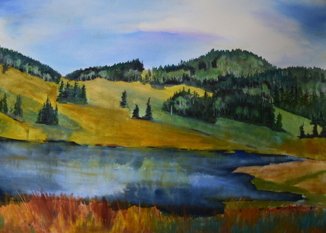 Colorado Fine Art Watercolor and Pastel Landscape Painting, Original ...