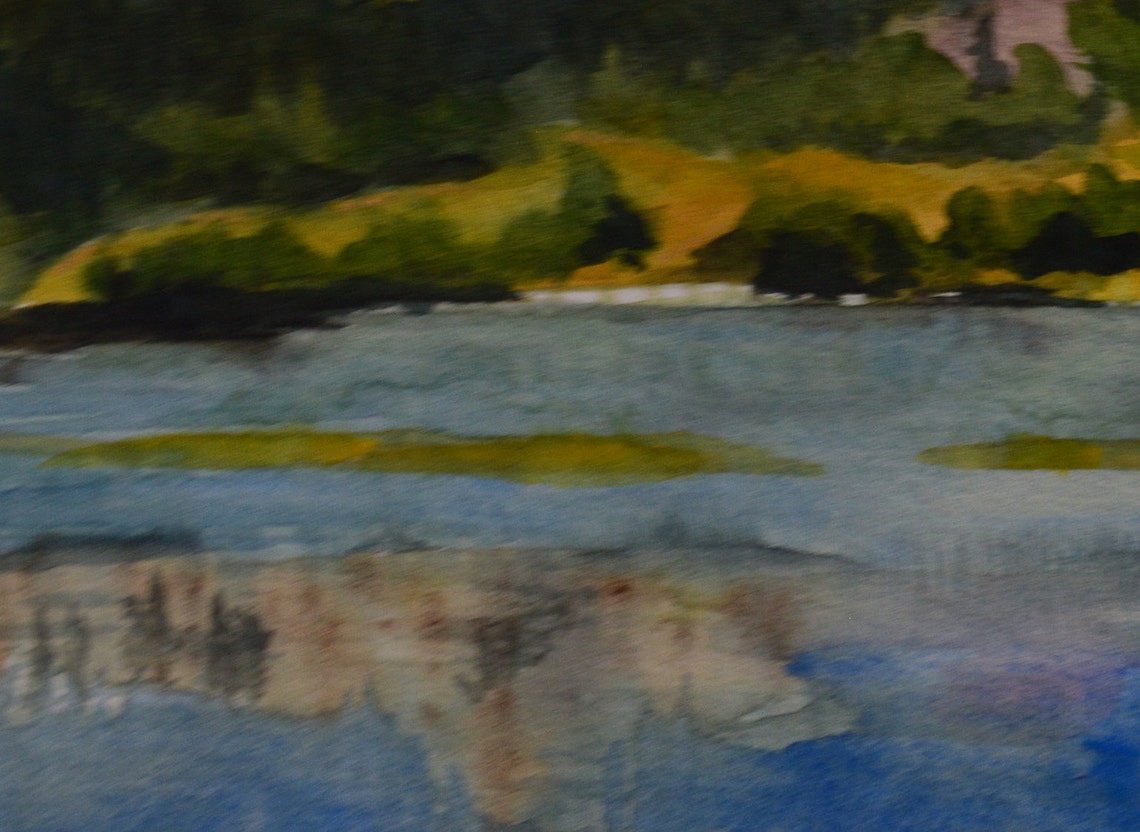 Mountain Lake Reflections Watercolor Painting Original Fine | Etsy