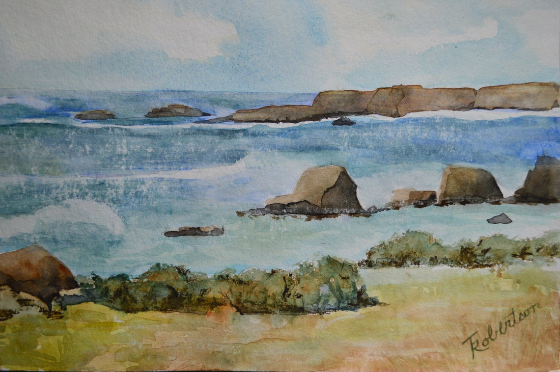 Original Art Pacific Ocean Watercolor Painting Original Fine - Etsy