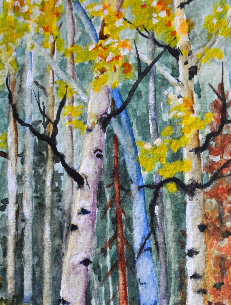 Colorado Autumn Aspen Trees Watercolor Painting Original - Etsy
