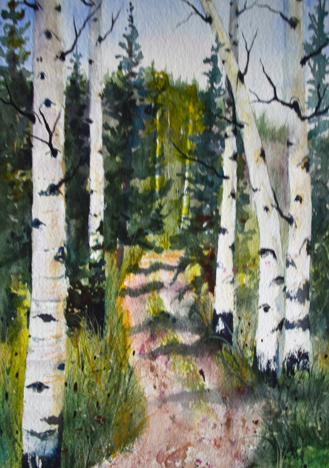 Watercolor Painting Original, Fine Art, Aspen Tree, Serenity, Great ...