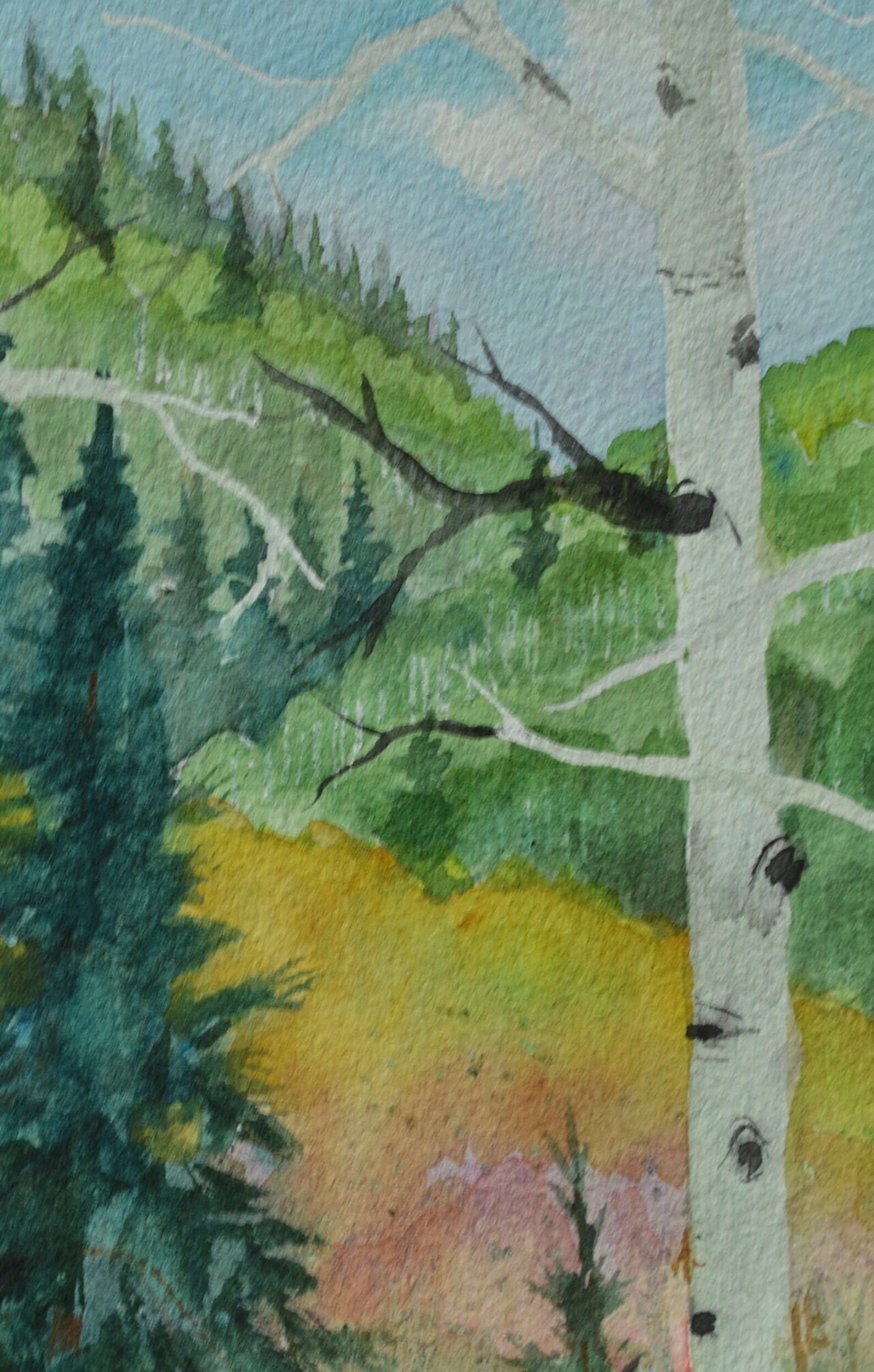 Colorado Watercolor Painting Original Aspen Trees Fine Art - Etsy