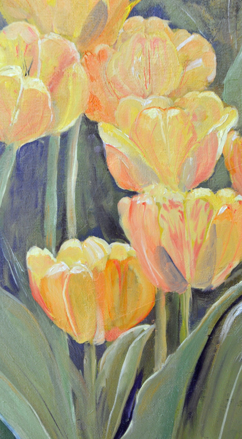 Spring Flower Art Oil Painting Original Floral Yellow | Etsy