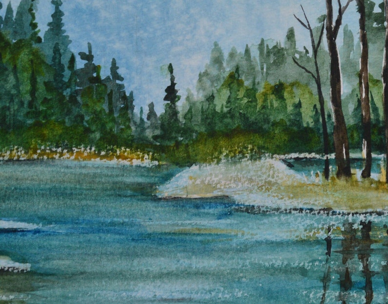 Lake in the Forest Original Watercolor Painting Colorado - Etsy