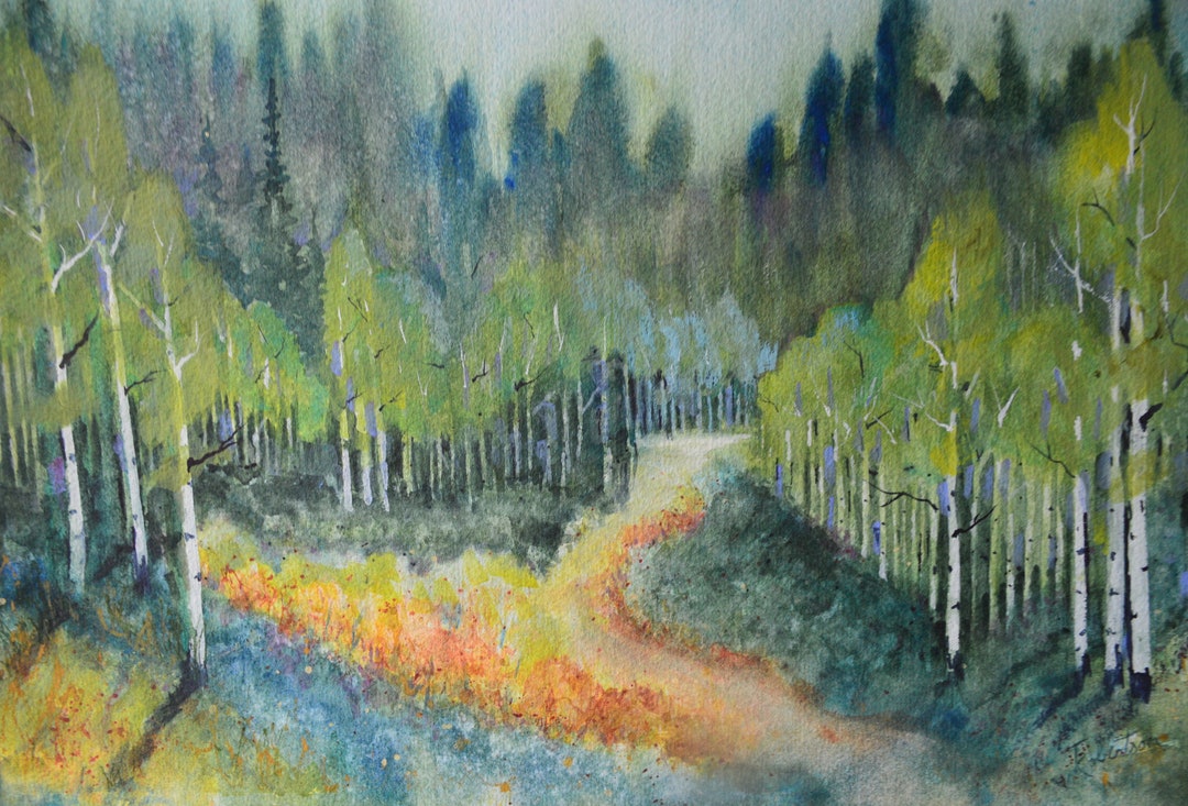 Dark Forest Watercolor Painting Original, Fine Art, Serenity, Great ...