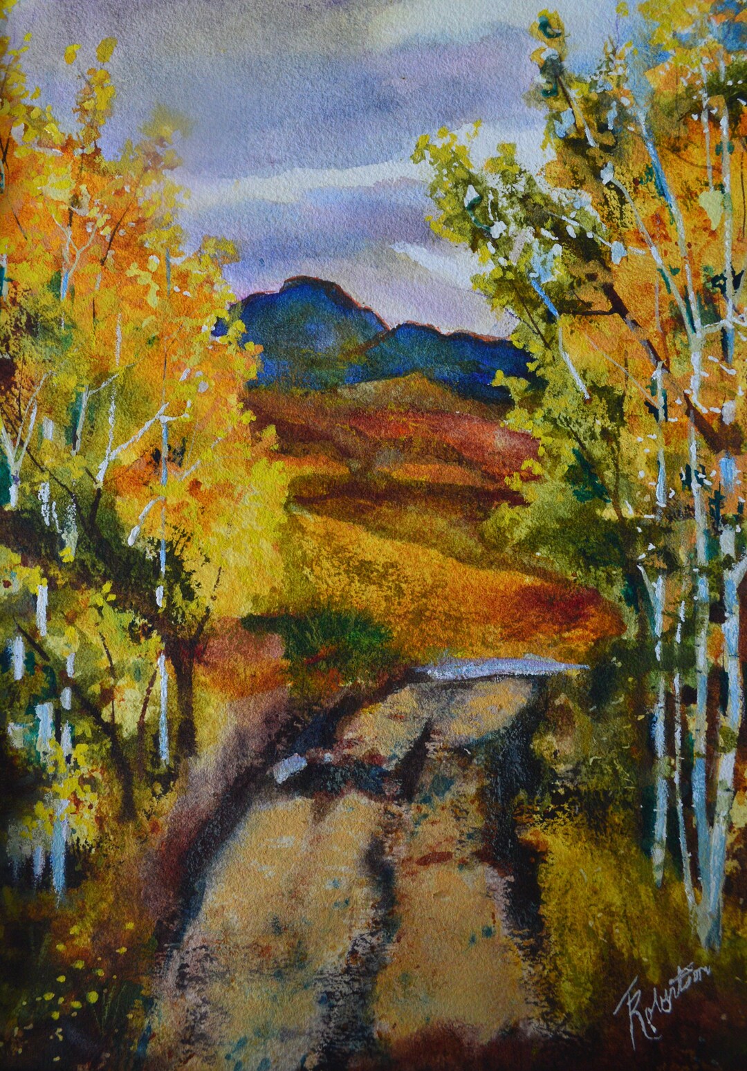 Colorado Watercolor Painting Original, Storm Clouds, Baker's Peak Fall ...