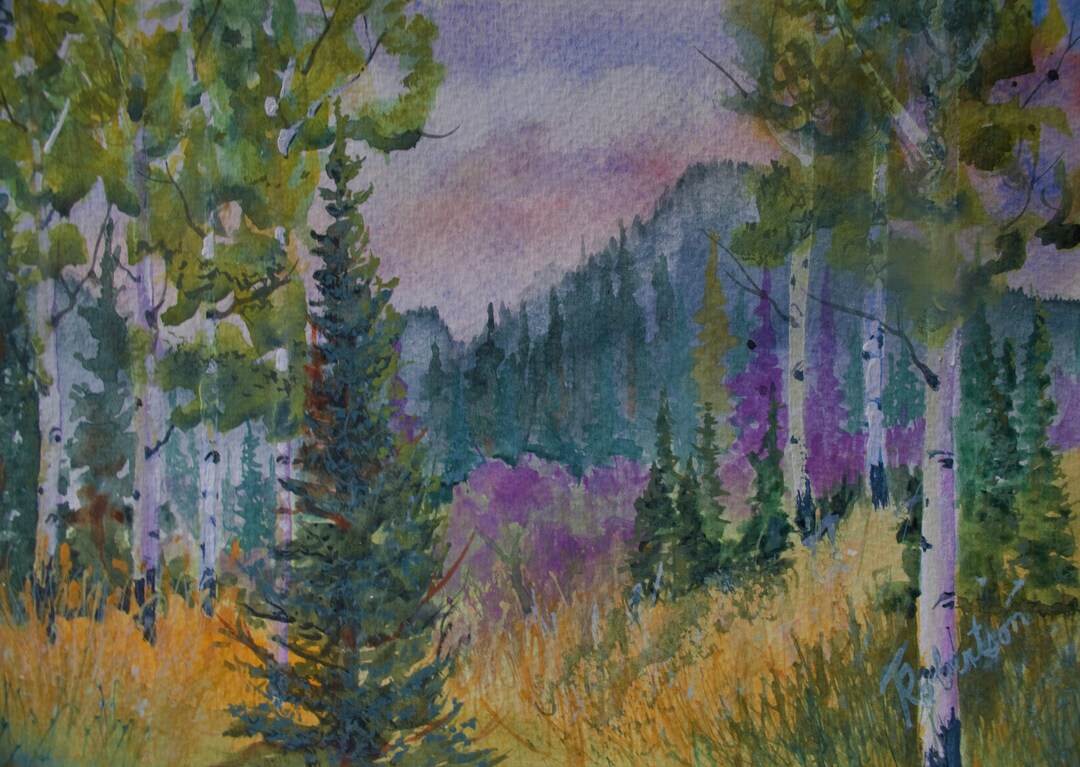 Serenity, Original Watercolor Painting Aspen Trees, Terri Robertson ...