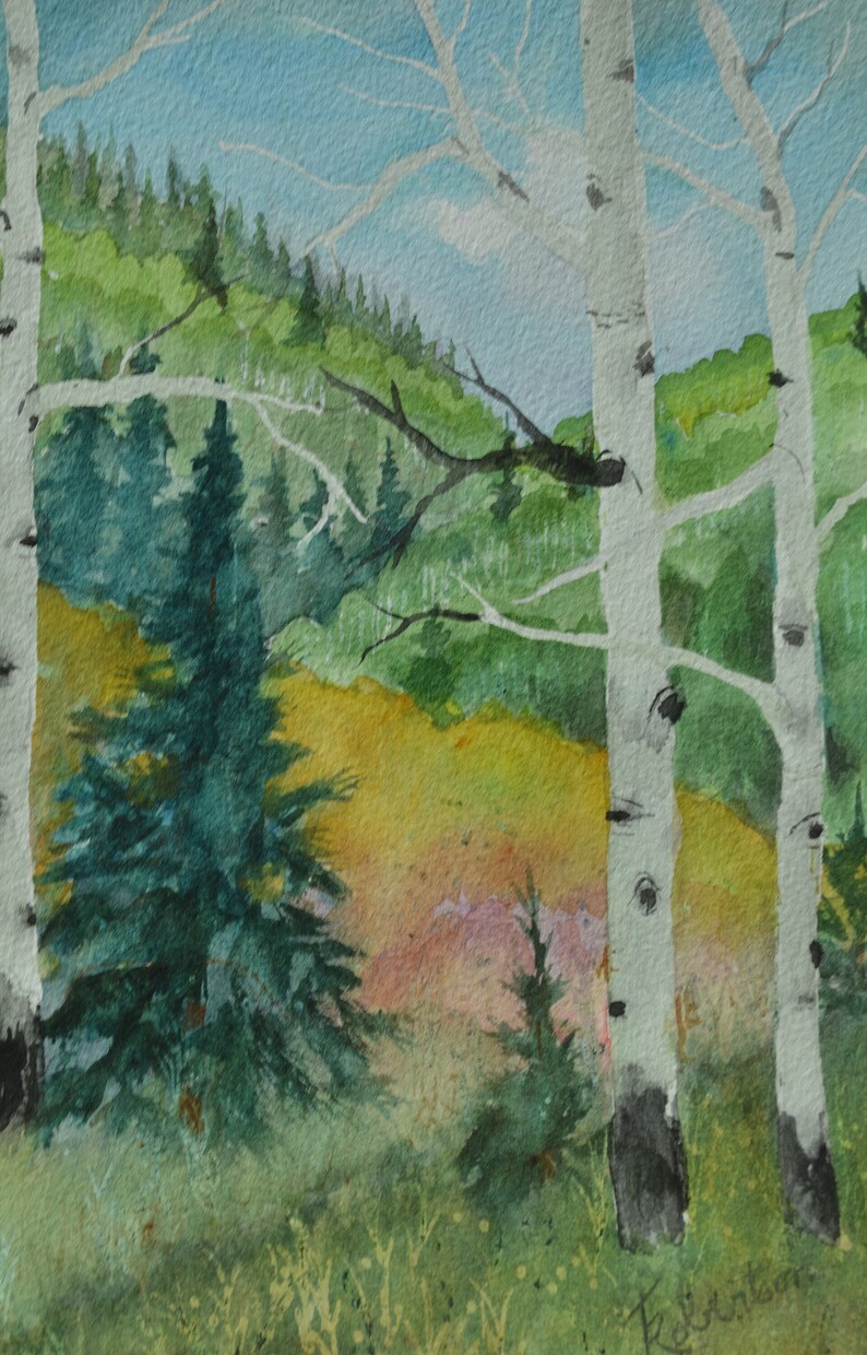 Colorado Watercolor Painting Original Aspen Trees Fine Art - Etsy