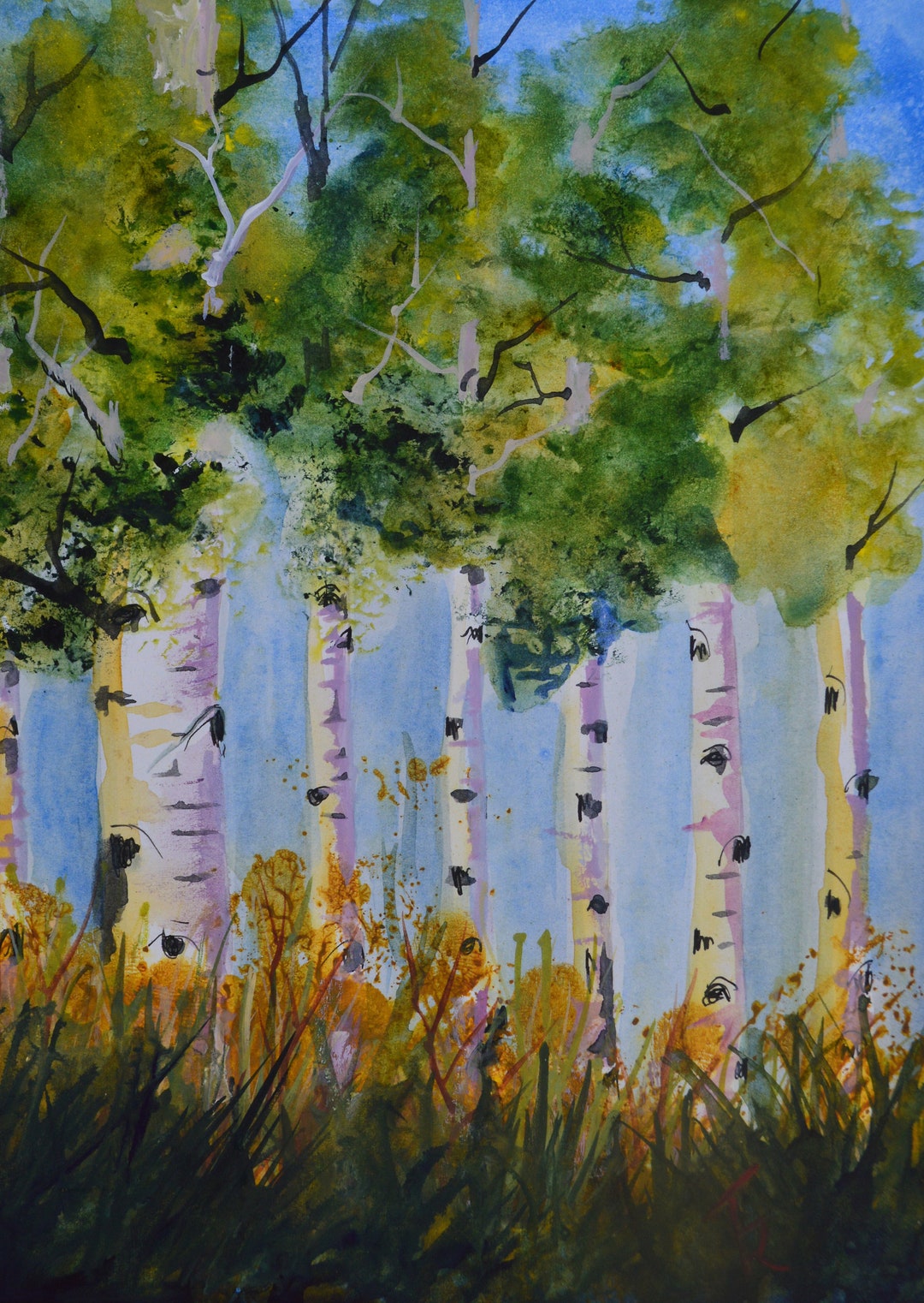 Colorado Watercolor Painting Original, Aspen Trees, Fine Art Painting ...