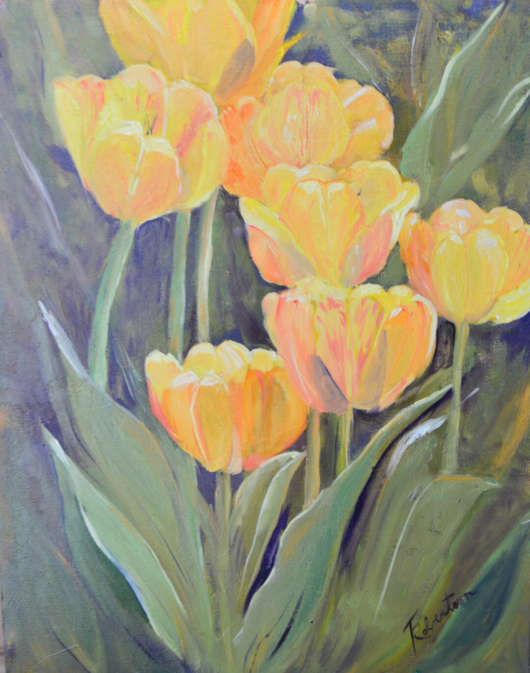 Spring Flower Art, Oil Painting Original, Floral Yellow Tulips, Fine ...
