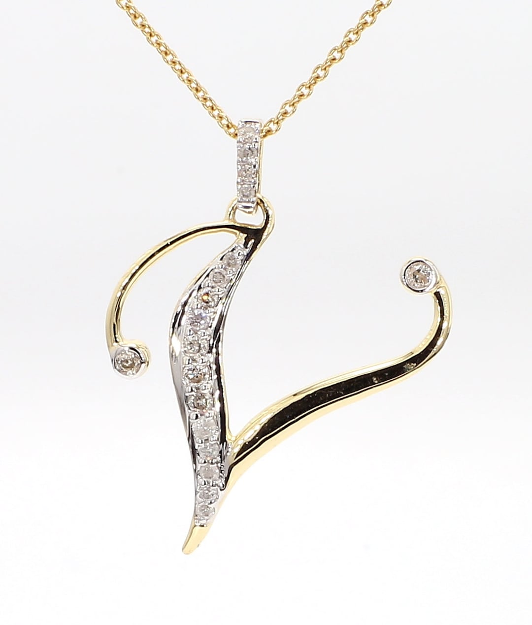 Initial Letter Pendant, 10K Yellow Gold Pendant, Initial Charm Pendant ...