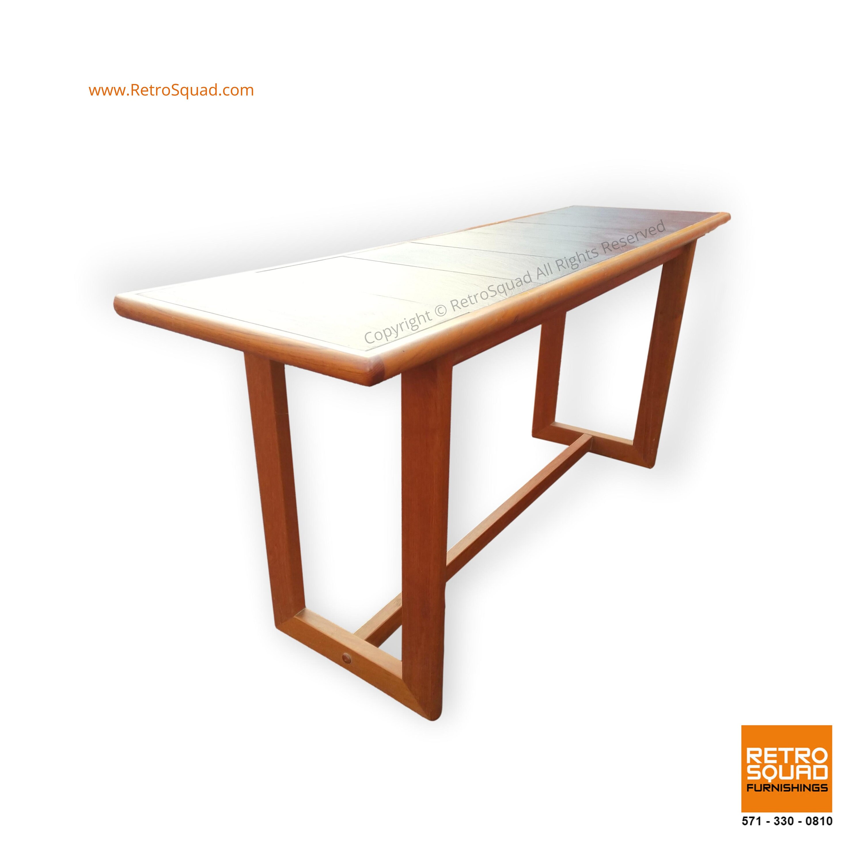 Danish Modern Teak & Slate Console Table Hallway, Entrance, Sofa MCM ...