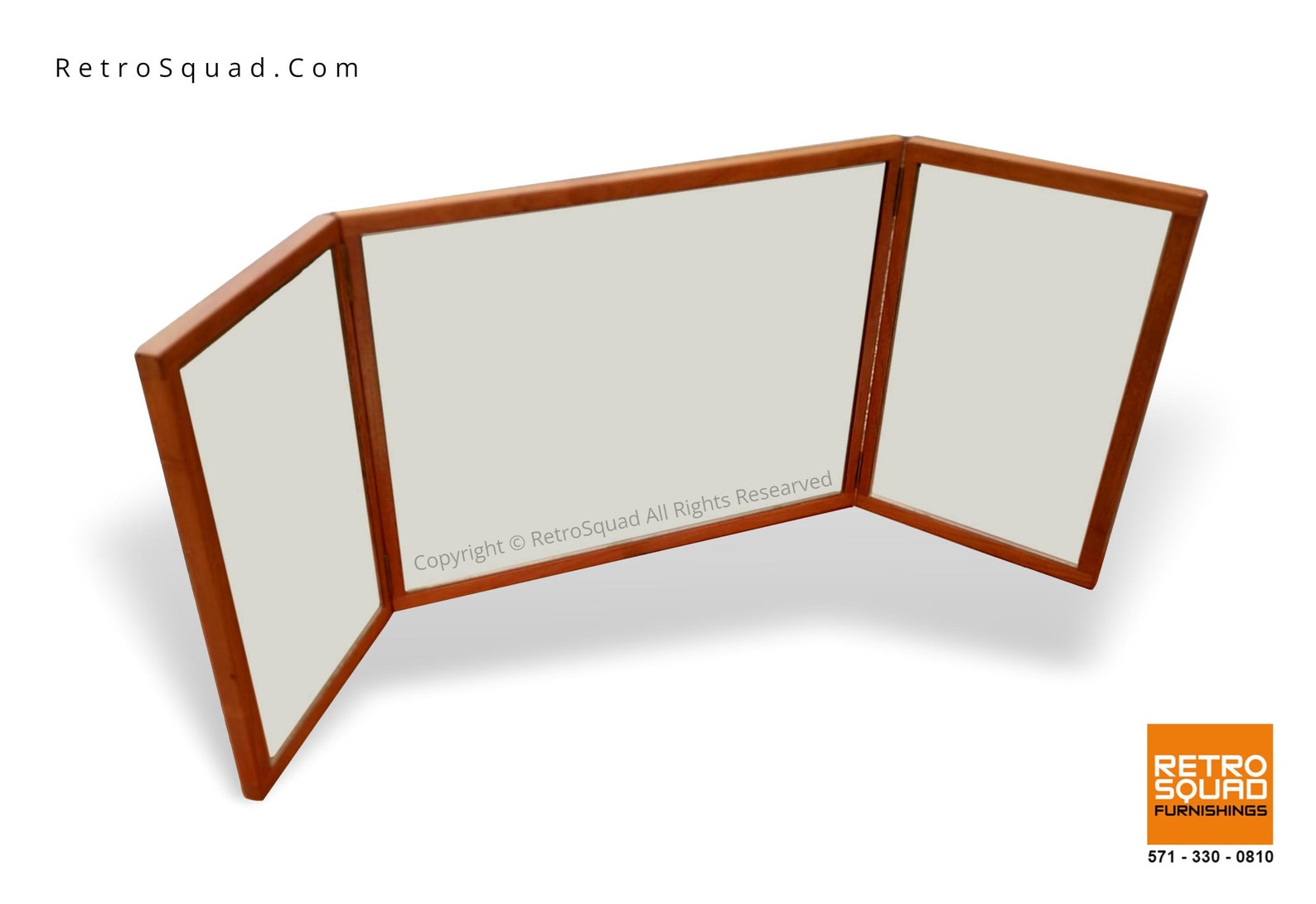 Danish Modern Teak Tri-fold Wall Mirror by Kai Kristiansen for Aksel ...