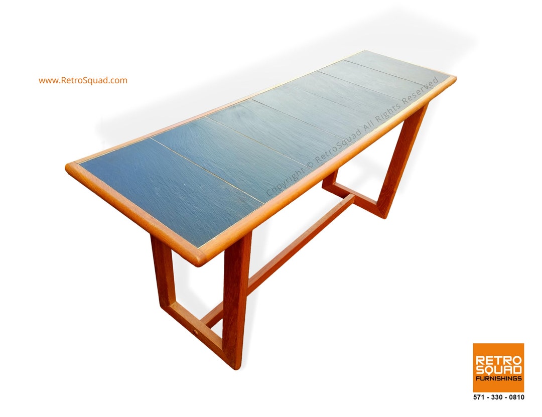 Danish Modern Teak & Slate Console Table Hallway, Entrance, Sofa MCM ...