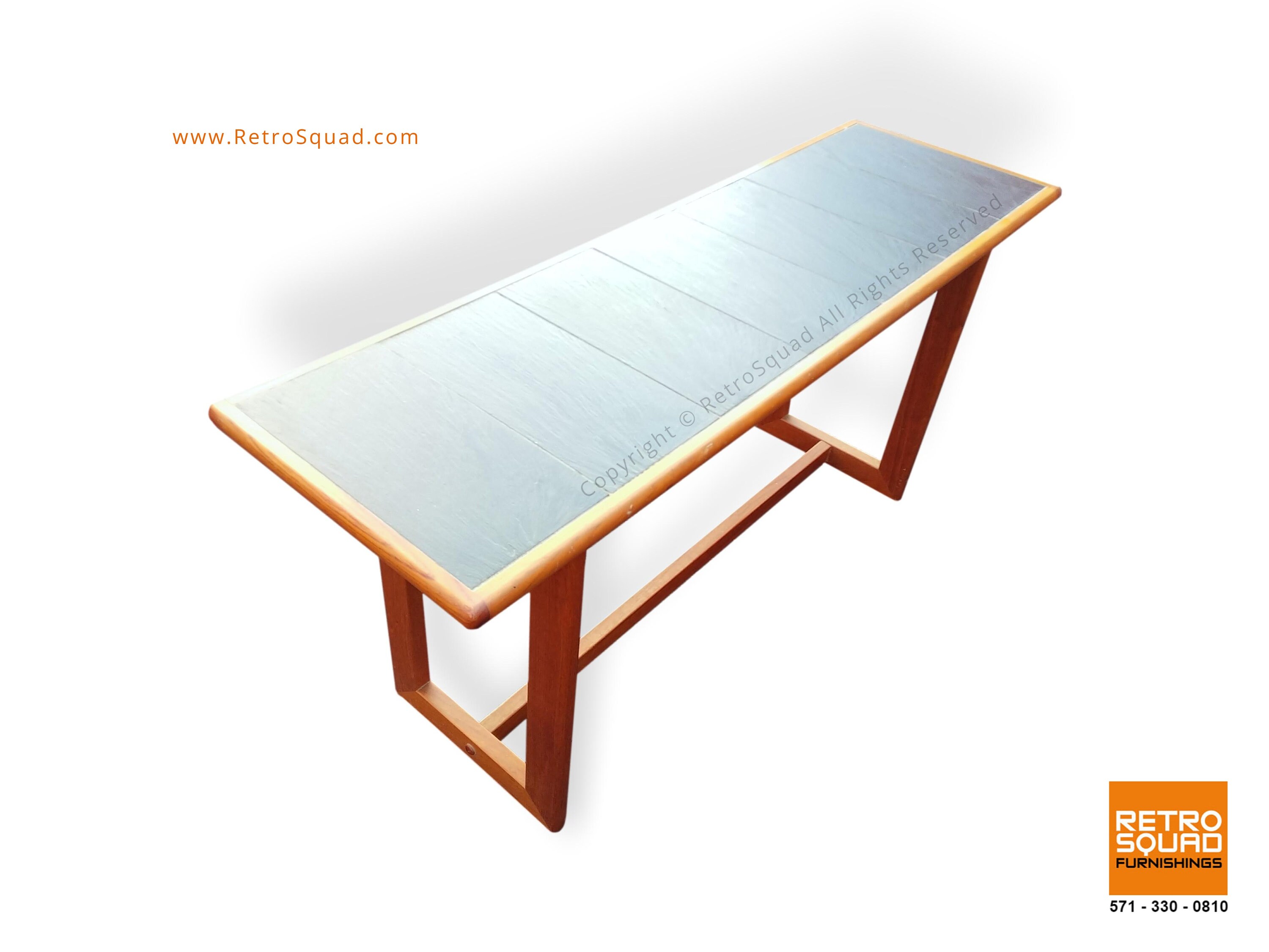 Danish Modern Teak & Slate Console Table Hallway, Entrance, Sofa MCM ...