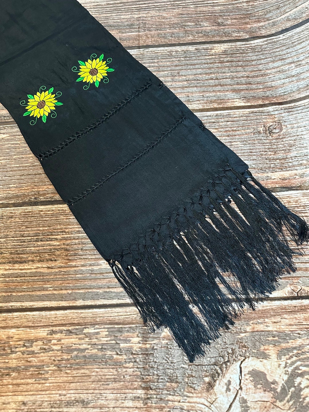 Sunflower Rebozo, Mexican Rebozo, Shawl, Mexican Scarf, Embroidered ...