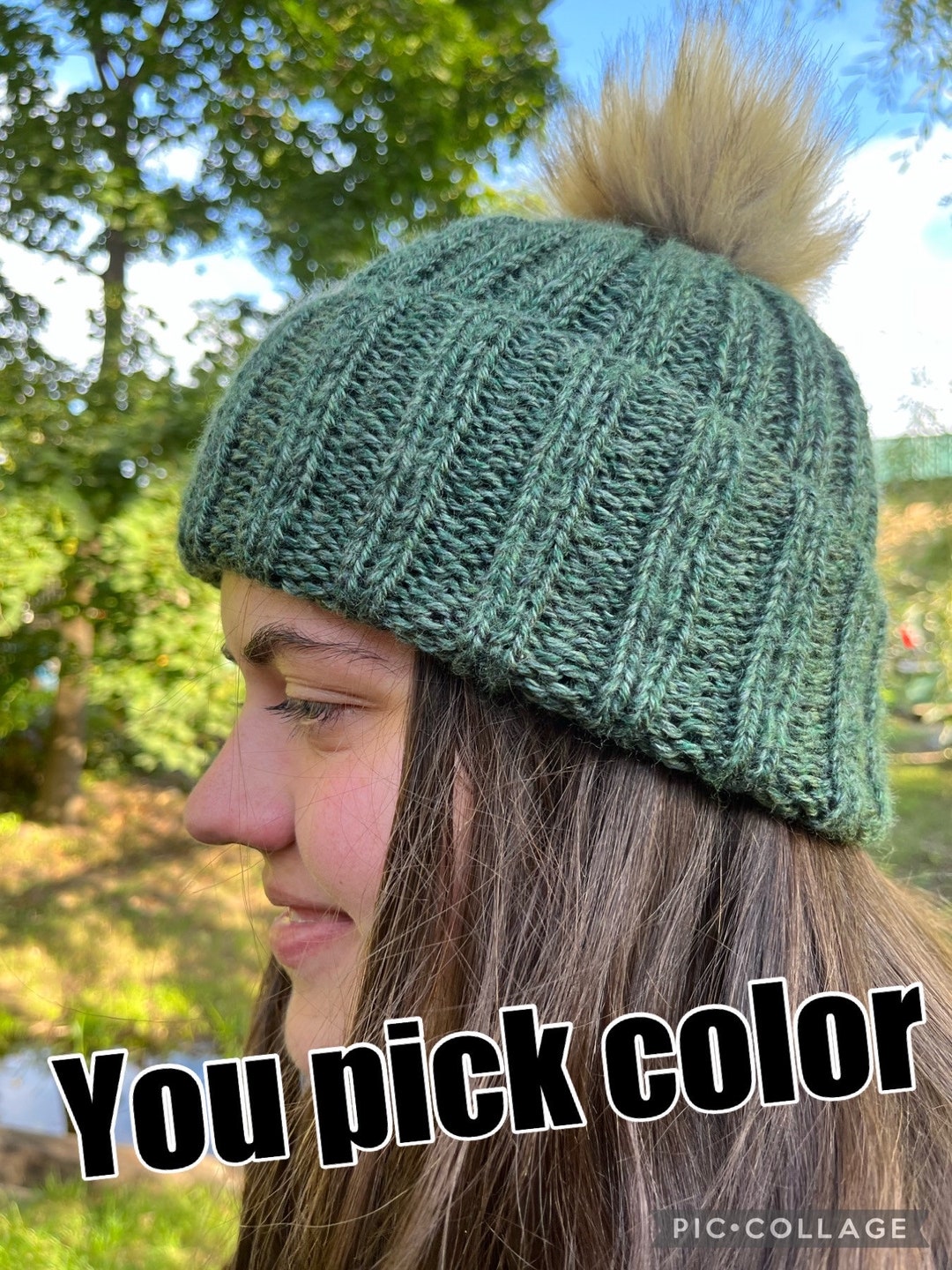 Slouch Hat You Pick Color Slouch Beanie Fur Pom Pom - Etsy