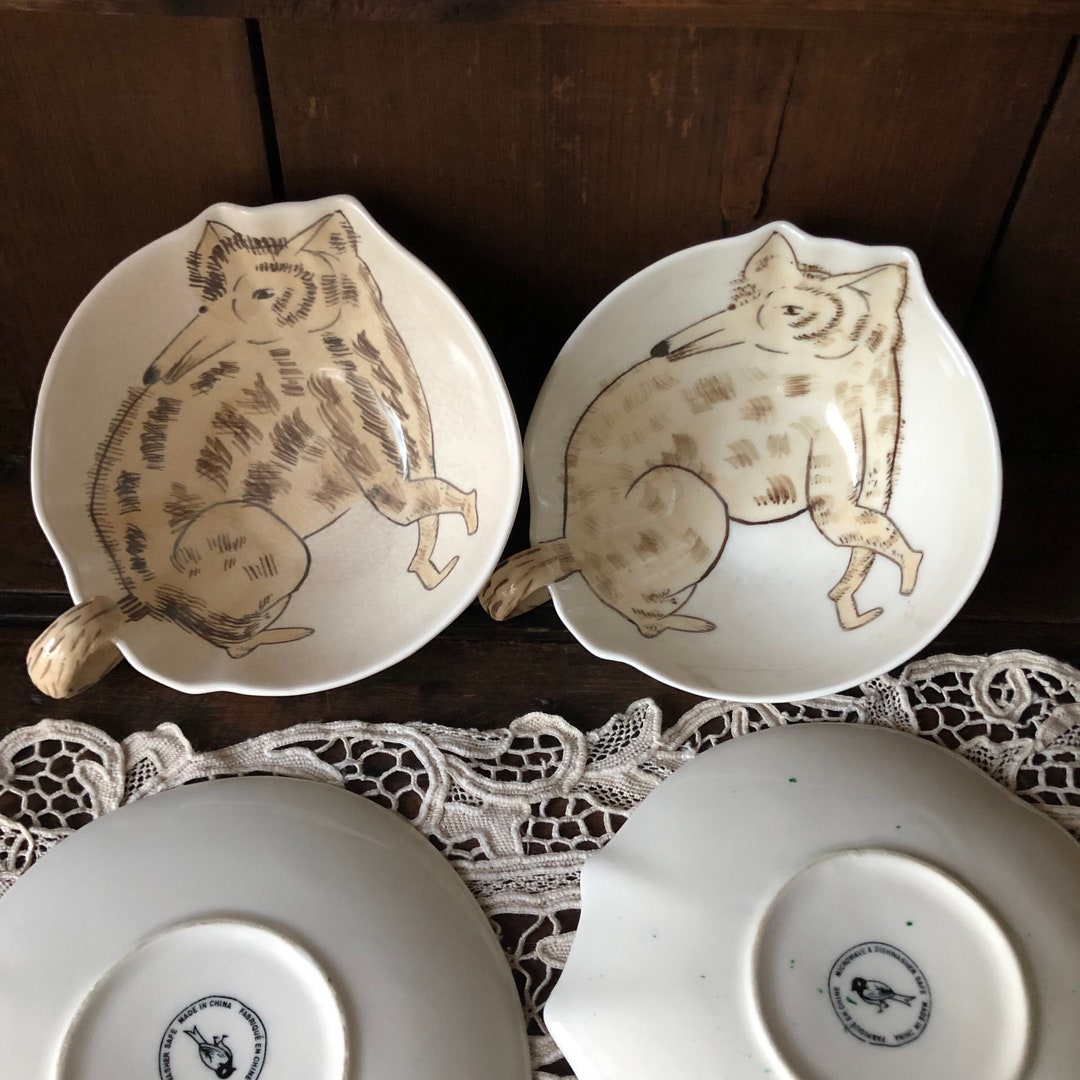 Darling Vintage Wolf Tea Cups With Saucers - Etsy