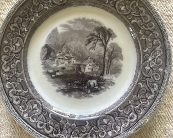 Rare W Adams & Sons Jeddo Ironstone Plate-antique Flow Black Ironstone ...